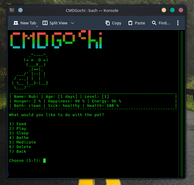 GitHub - Pucur/CMDGochi: CMDGochi - Tamagochi in command line!